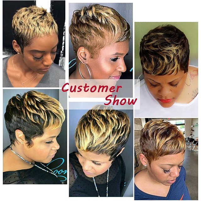 Short Pixie Cut Wig Synthetic Hair for Black Women Natural Hair Wig ...