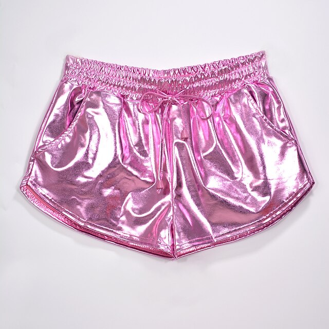 Metallic 1980s Shiny Latex Patent Shorts PU Leather Fancy Dress Women's ...