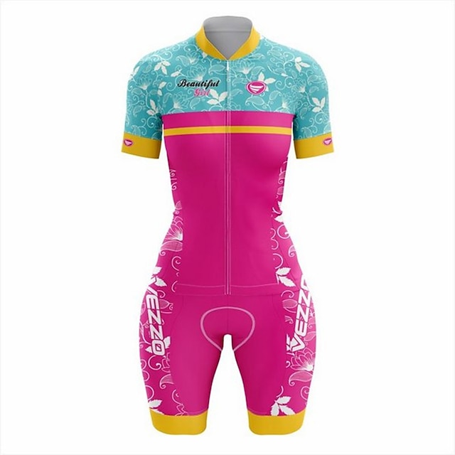 Women's Triathlon Tri Suit Short Sleeve Triathlon Pink+White Blue + Red ...