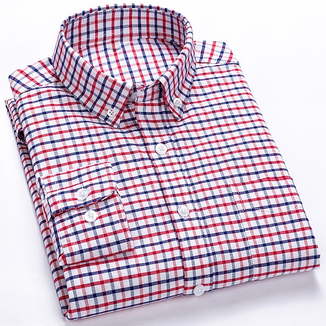 Voor heren Overhemd Button-down overhemd Shirt met kraag Wijn Zwart Wit ...