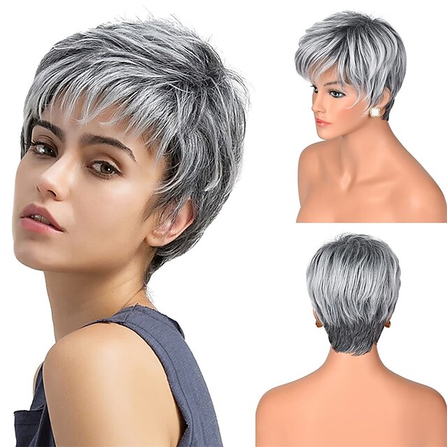 Blonde Pixie Cut Wig For White Women Layered Short Ombre Blonde Hair