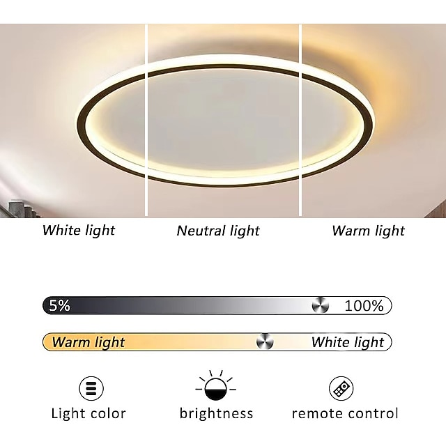 1-Light New LED Ceiling Lamp Round Ultra-Thin Simple Circular Design ...