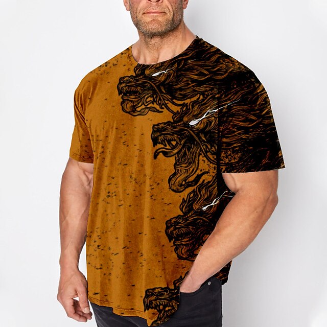 Men's Plus Size T shirt Tee Big and Tall Graphic Crew Neck Print Short ...