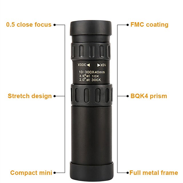 Retractable Monocular 10-300X40mm Long Range Mini with Zoom ...