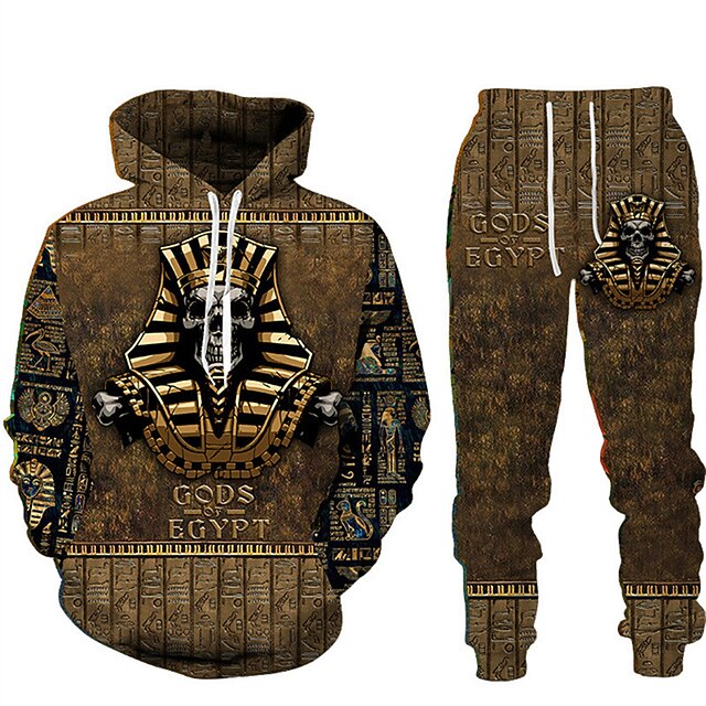 Men's Graphic Skull 2pcs 3D Sweatshirt Sets Tracksuit Hoodies Long ...