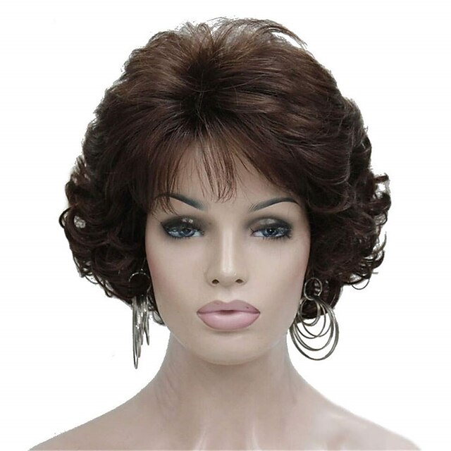Short Curly Synthetic Wigs Full Capless Hair Women's Thick Wig for ...