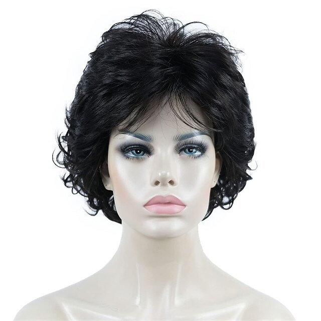 Short Curly Synthetic Wigs Full Capless Hair Women's Thick Wig for ...