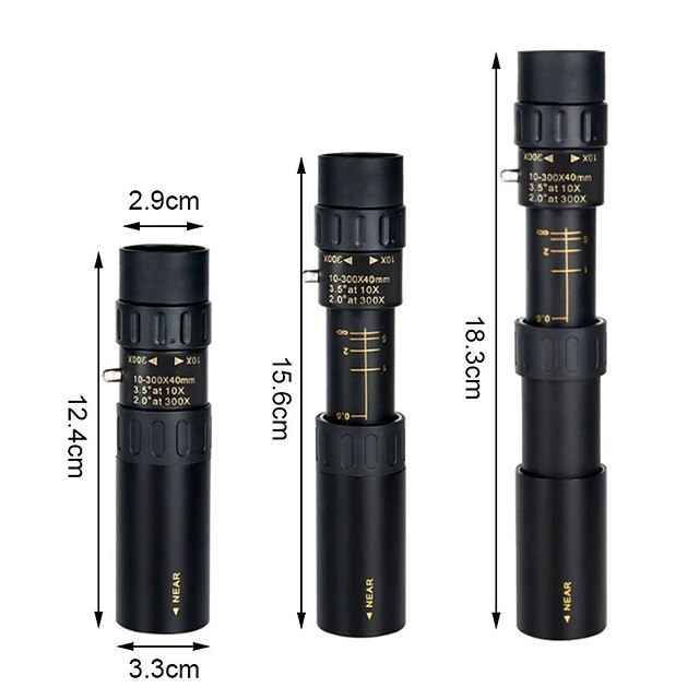 Retractable Monocular 10-300X40mm Long Range Mini with Zoom ...
