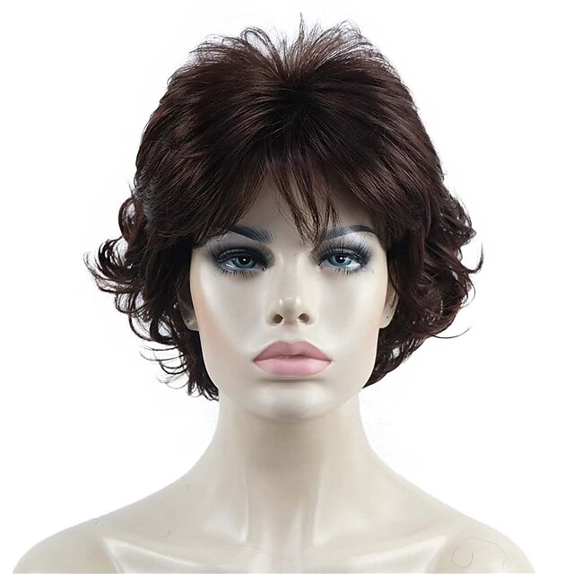 Short Curly Synthetic Wigs Full Capless Hair Women's Thick Wig for ...