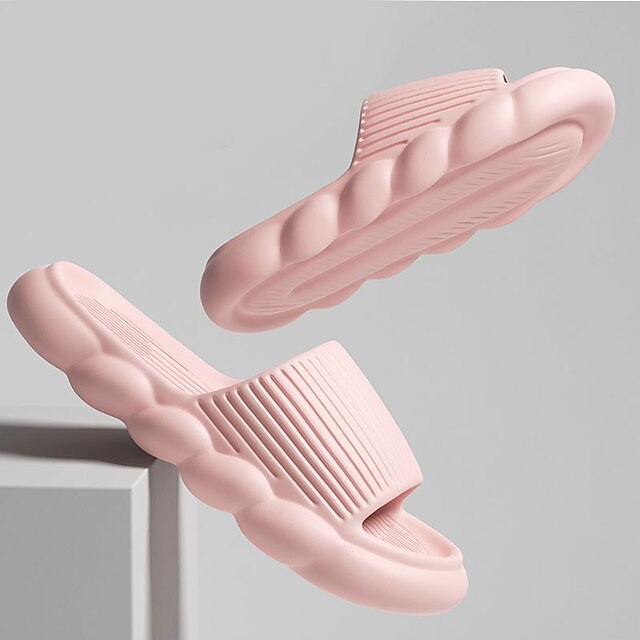 Women's Platform Cloud Slippers Solid Color Open Toe Non-slip Slides ...