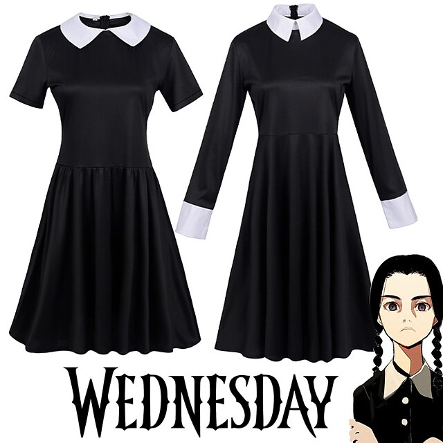 Adults' Wednesday Addams Dress Addams Family Women's Goth Gothic Flare ...