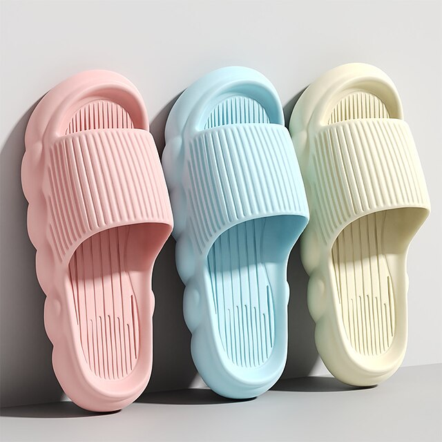 Women's Platform Cloud Slippers Solid Color Open Toe Non-slip Slides ...
