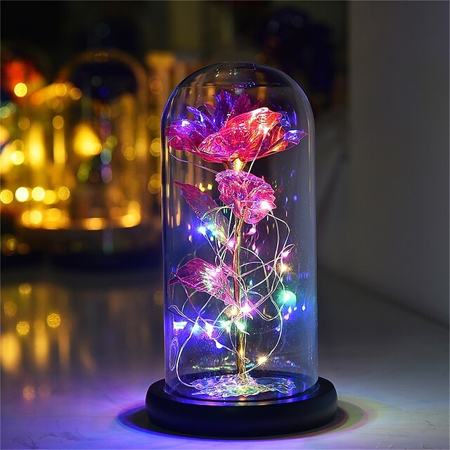 Galaxy Rose Lamps Flowers Rose Eternal Rose in Glass Led Light Up Rose ...
