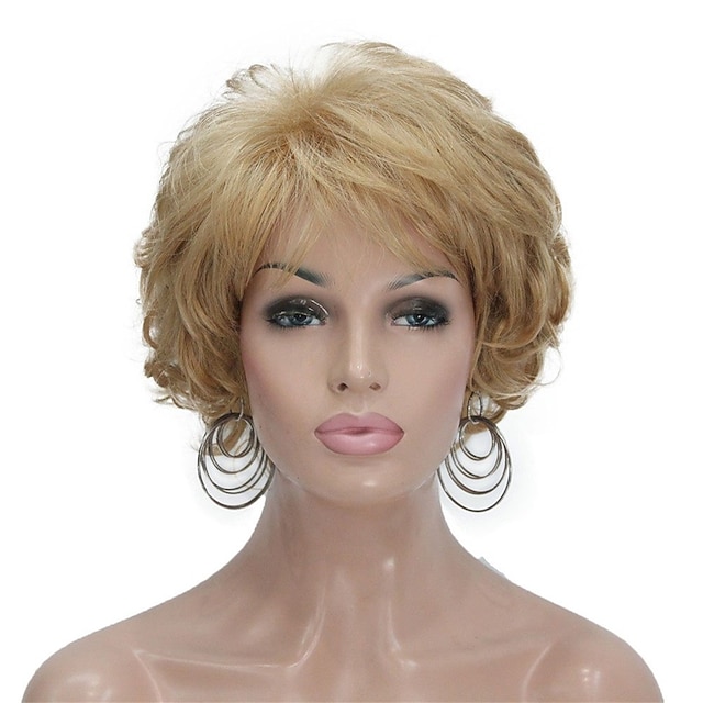 Short Curly Synthetic Wigs Full Capless Hair Women's Thick Wig for ...