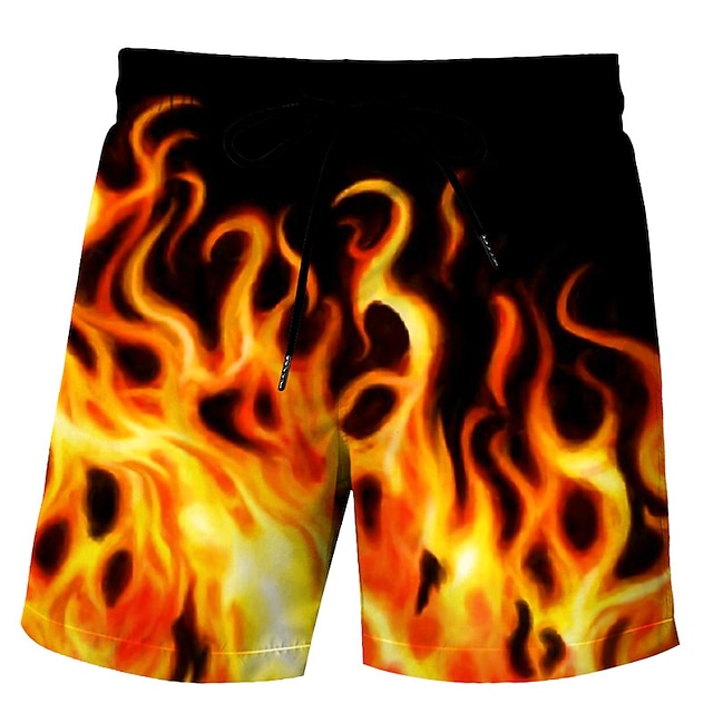 Men's Flame Swim Trunks Swim Shorts Board Shorts Mid Waist Hawaiian ...