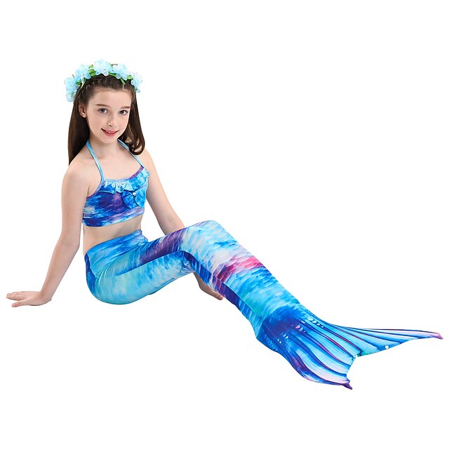 Kids Girls' Three Piece Mermaid Swimwear Swimwear Bikini Beach Swimming ...