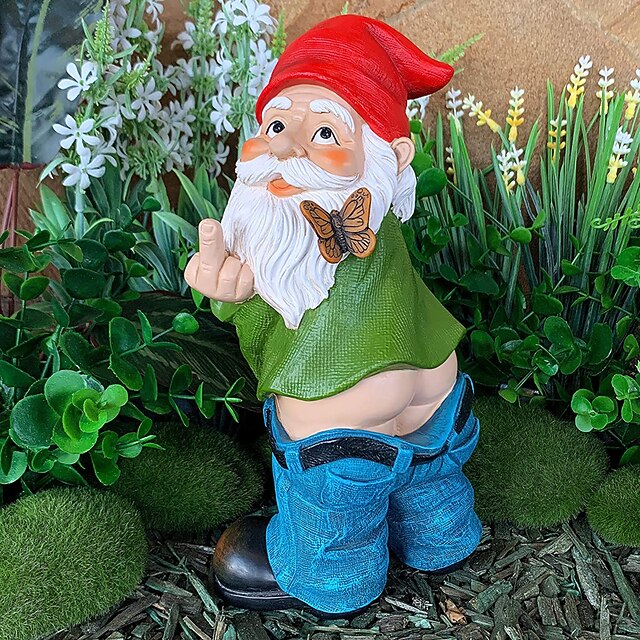 Garden Gnome - Pants Down Gnome - Cute and Funny Lawn Garden Figurine ...