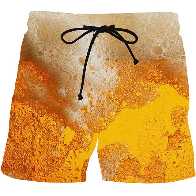 Men's Graphic Prints Beer Swim Trunks Swim Shorts Board Shorts Mid ...