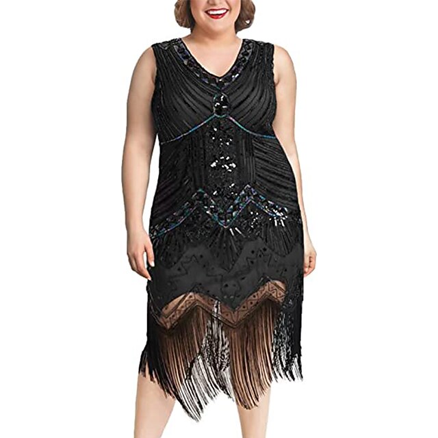 Roaring 20s 1920s Knee Length Flapper Dress Cocktail Dress Accesories ...