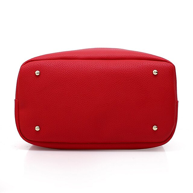 Women's Red Faux Leather Handbag with Gold Lock and Chain Accent ...