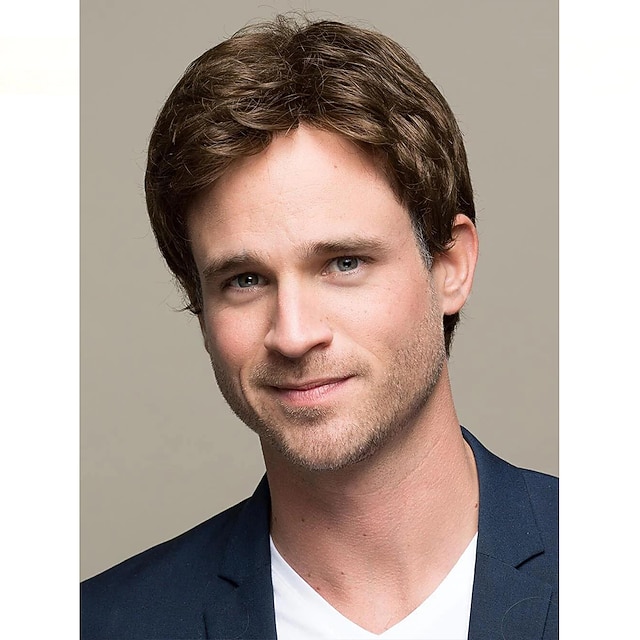 Men's Wig Men's Short Hair Wig Fringe Partial Brown Wig 2026 - $25.99