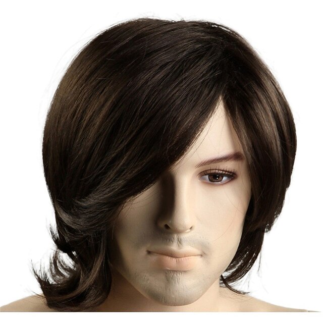 Men's Wig with Long Curl and Partial Fringe 2025 - $27.99