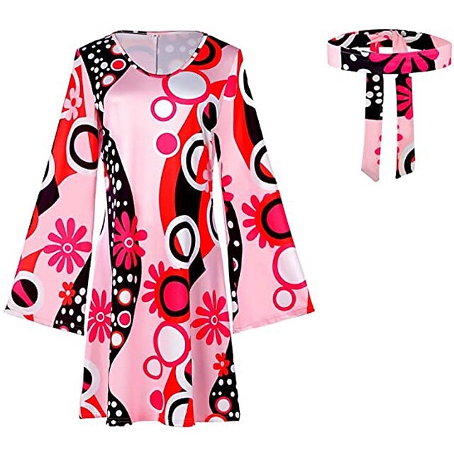 Retro Vintage 1970s Disco Dress Headwear Headwraps Flare Cuff Sleeve ...