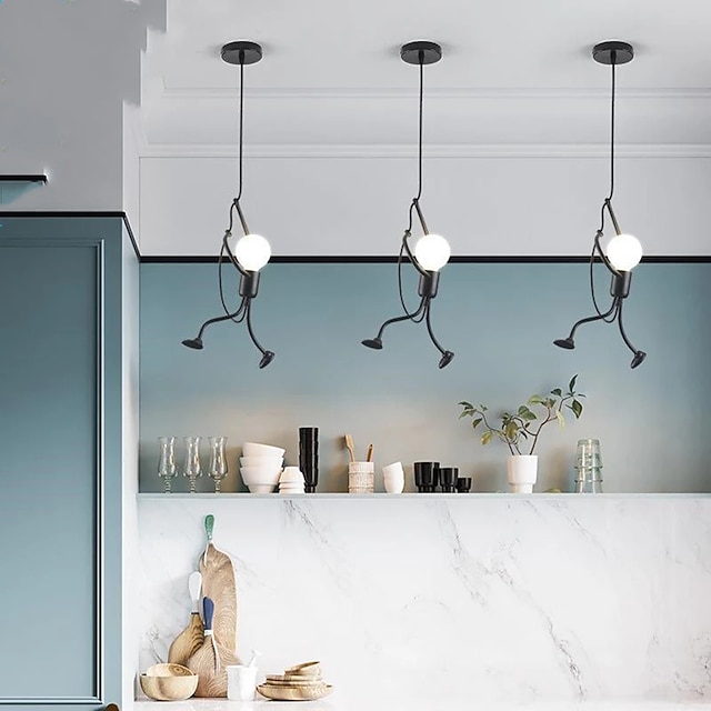 Swinging Humanoid Light Fixture 1-3 Light Mount Modern Black Industrial ...