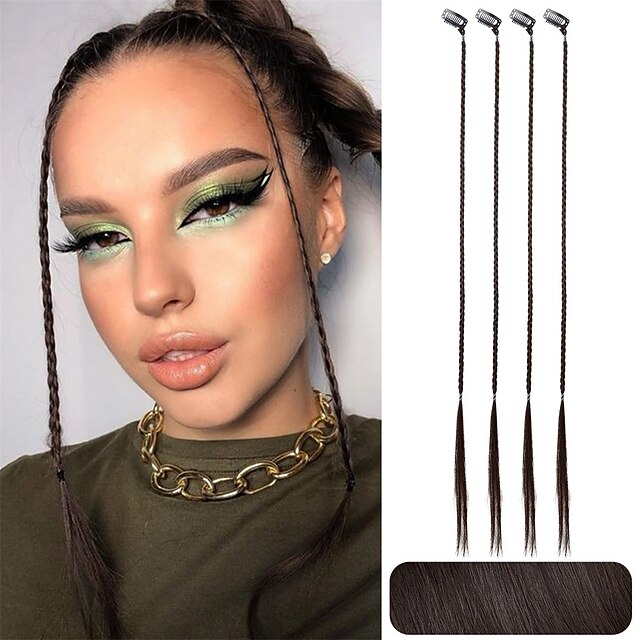 Braid Hair Extensions 4 PCS Baby Braids Front Side Bang Curtain Bang ...