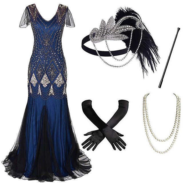 Flapper Dress The Great Gatsby 6 Pcs Retro Vintage Roaring 20s 1920s ...