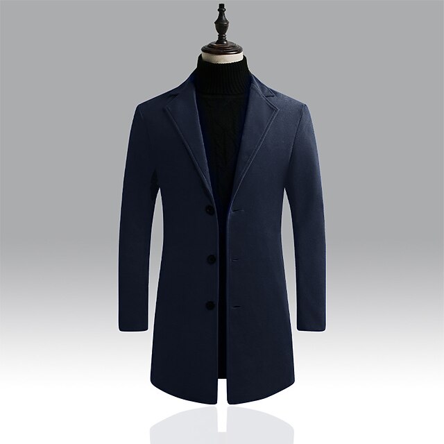 Men's Winter Coat Overcoat Casual Business Winter Polyester Thermal ...