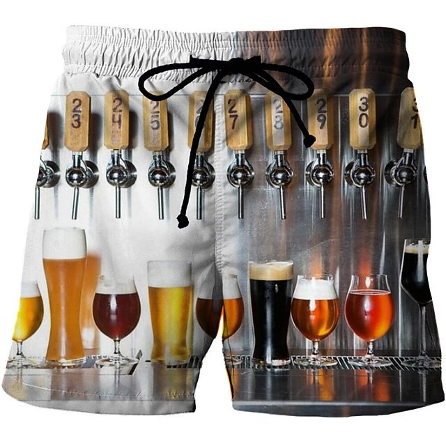 Men's Graphic Prints Beer Swim Trunks Swim Shorts Board Shorts Mid ...