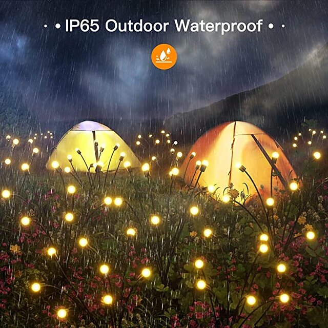 Solar Garden Light Waterproof Firefly Lights Outdoor Starburst Swaying Lights 2 Modes 6/8/10 ...