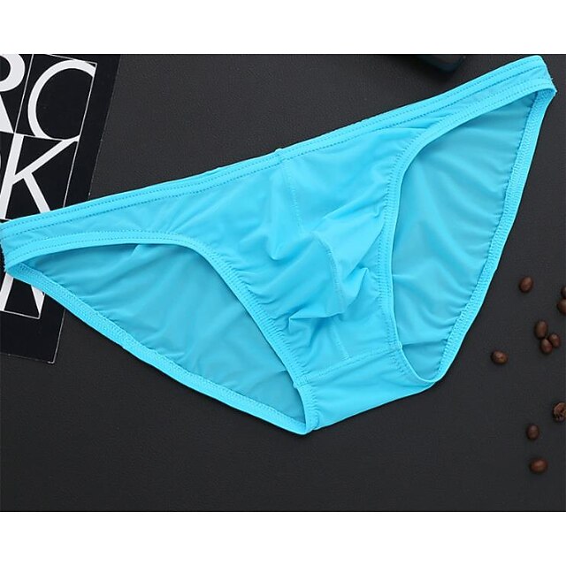 Men's 3 Pack Briefs Basic Polyester Mid Waist EU / US Size Light Blue ...