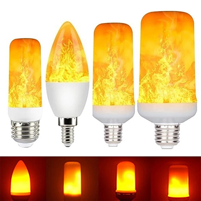 LED Flame Light Bulb E27 Dynamic Flame Effect Fire E14 Light Flashing ...