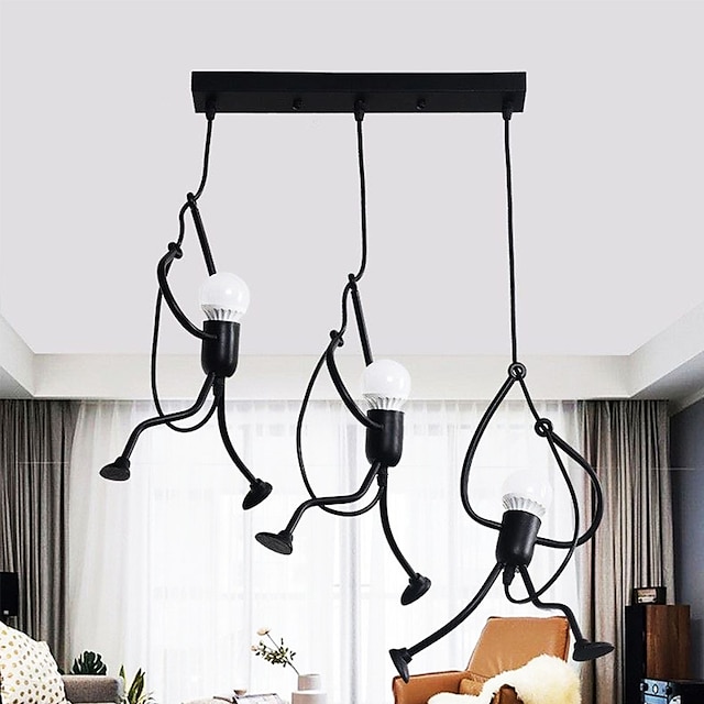 Swinging Humanoid Light Fixture 1-3 Light Mount Modern Black Industrial ...