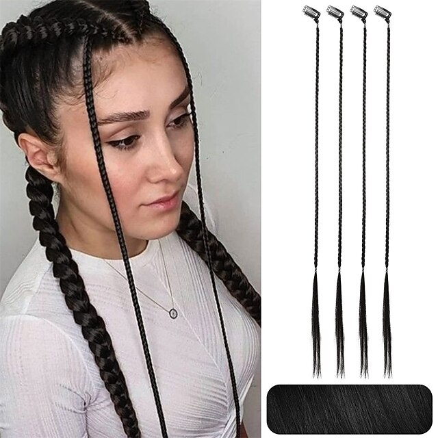 Braid Hair Extensions 4 PCS Baby Braids Front Side Bang Curtain Bang ...