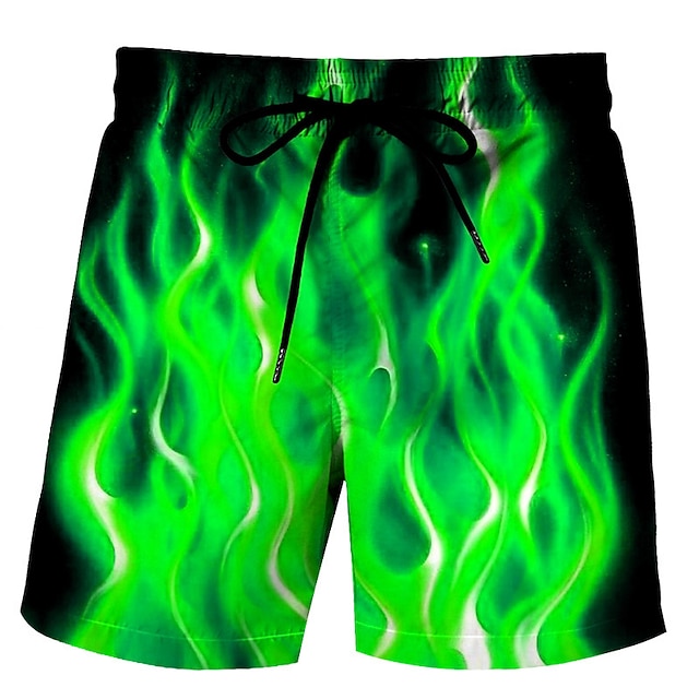 Men's Flame Swim Trunks Swim Shorts Board Shorts Mid Waist Hawaiian ...