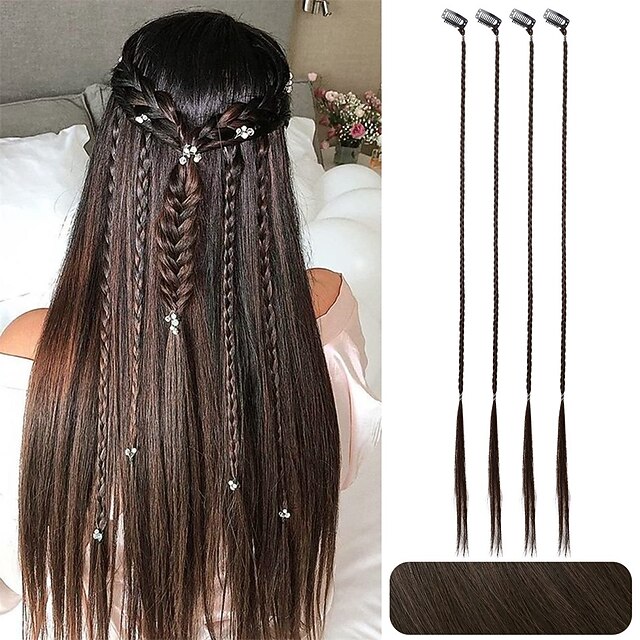 Braid Hair Extensions 4 PCS Baby Braids Front Side Bang Curtain Bang ...