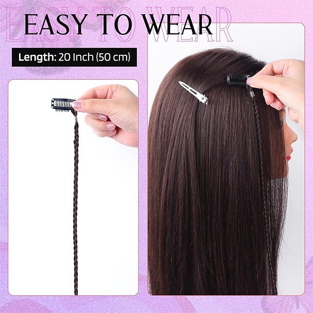 Braid Hair Extensions 4 PCS Baby Braids Front Side Bang Curtain Bang ...