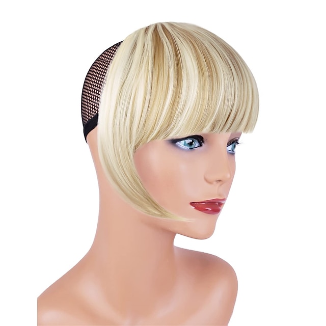 Blonde Bangs Clip in Bangs Blonde Clip in Thick Natural Full Front Neat ...