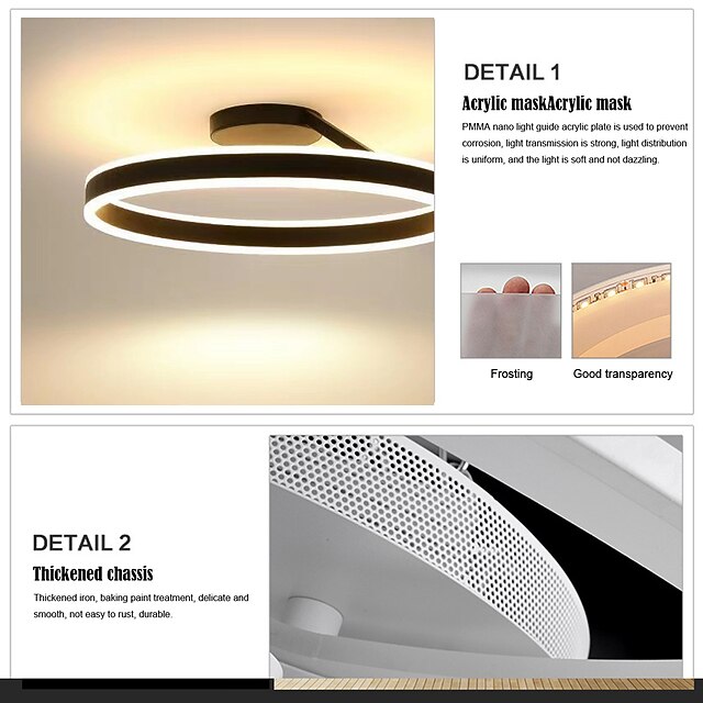 LED Ceilling Light 50cm 1-Light Ring Circle Design Dimmable Aluminum ...