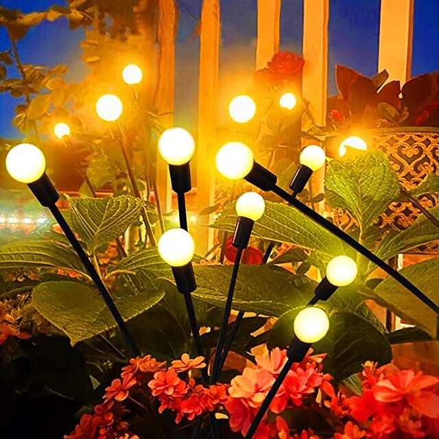 Solar Garden Light Waterproof Firefly Lights Outdoor Starburst Swaying Lights 2 Modes 6/8/10 ...