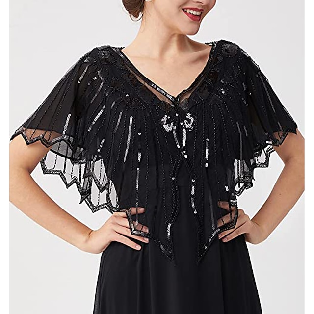 1920s Shawl Wraps Sequin Beaded Evening Cape Bridal Shawl Bolero ...