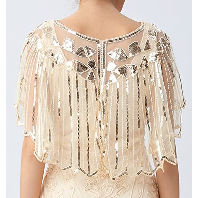 1920s Shawl Wraps Sequin Beaded Evening Cape Bridal Shawl Bolero ...