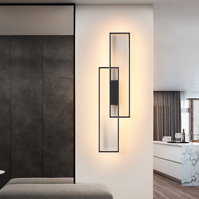 Lightinthebox LED Wall Lights Indoor Black Rectangle Double Light Wall ...