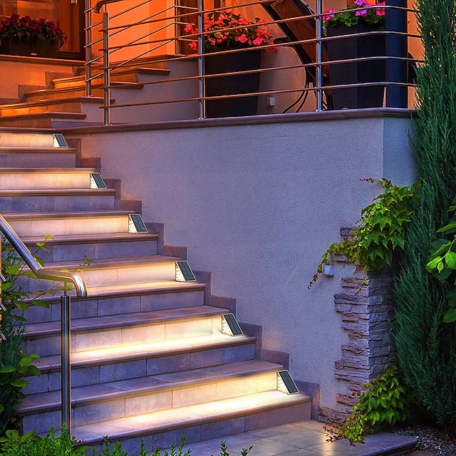 2pcs LED Groud Lights Solar Step Lights Outdoor Stair Lights LED Lens ...