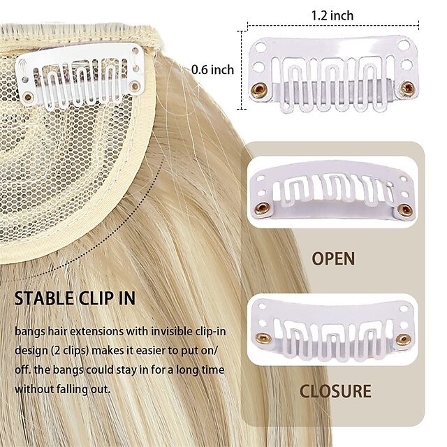 Blonde Bangs Clip in Bangs Blonde Clip in Thick Natural Full Front Neat ...