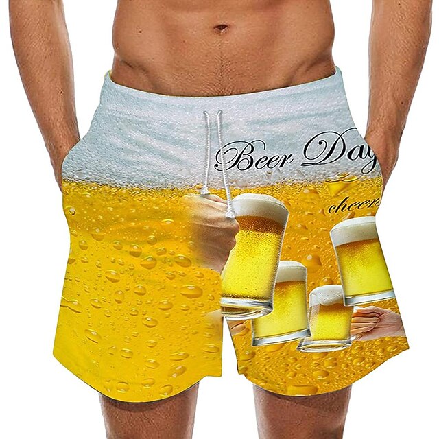 Men's Optical Illusion Print Oktoberfest Beer Swim Trunks Swim Shorts ...