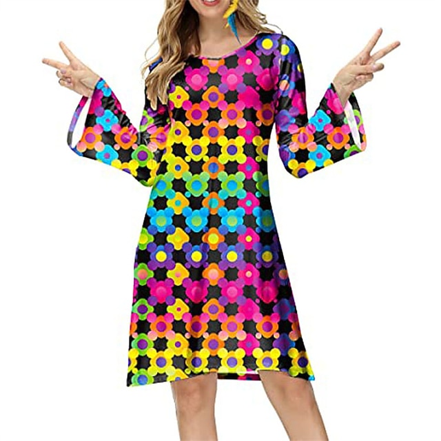 Hippie Retro Vintage 1970s Disco Dress Women's Costume Vintage Cosplay ...